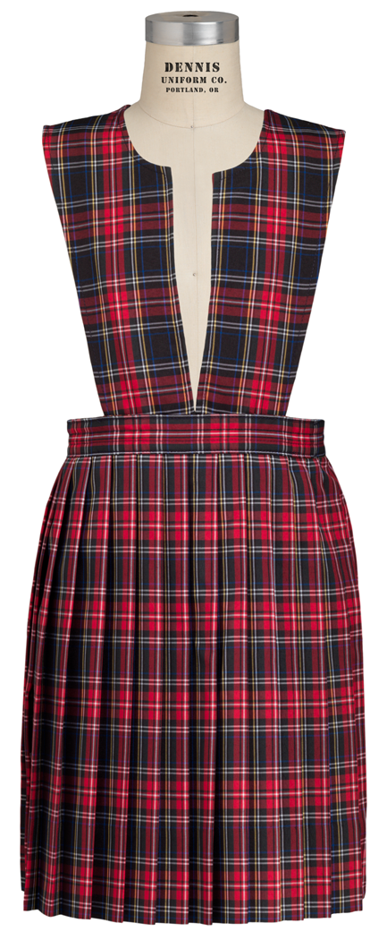 Macbeth Plaid Split Front Knife Pleat Jumper