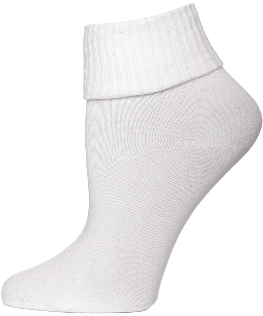 Triple Roll White Ribbed Crew Socks - 3 Pack