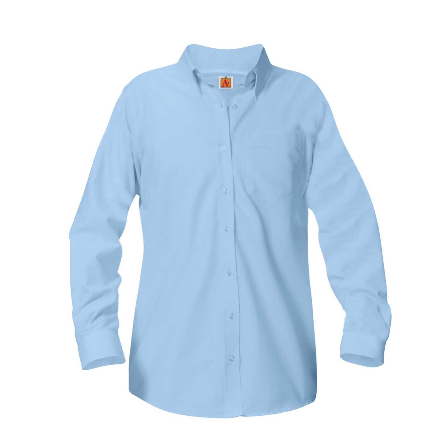 Female Blue Oxford Long Sleeve Blouse